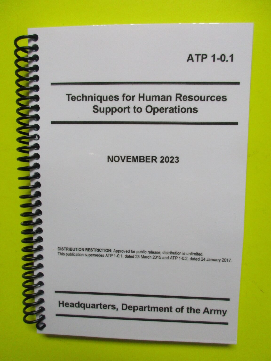 ATP 1-0.1 Techniques for Human Resources Supt to Opns – 2023 – BIG size ...