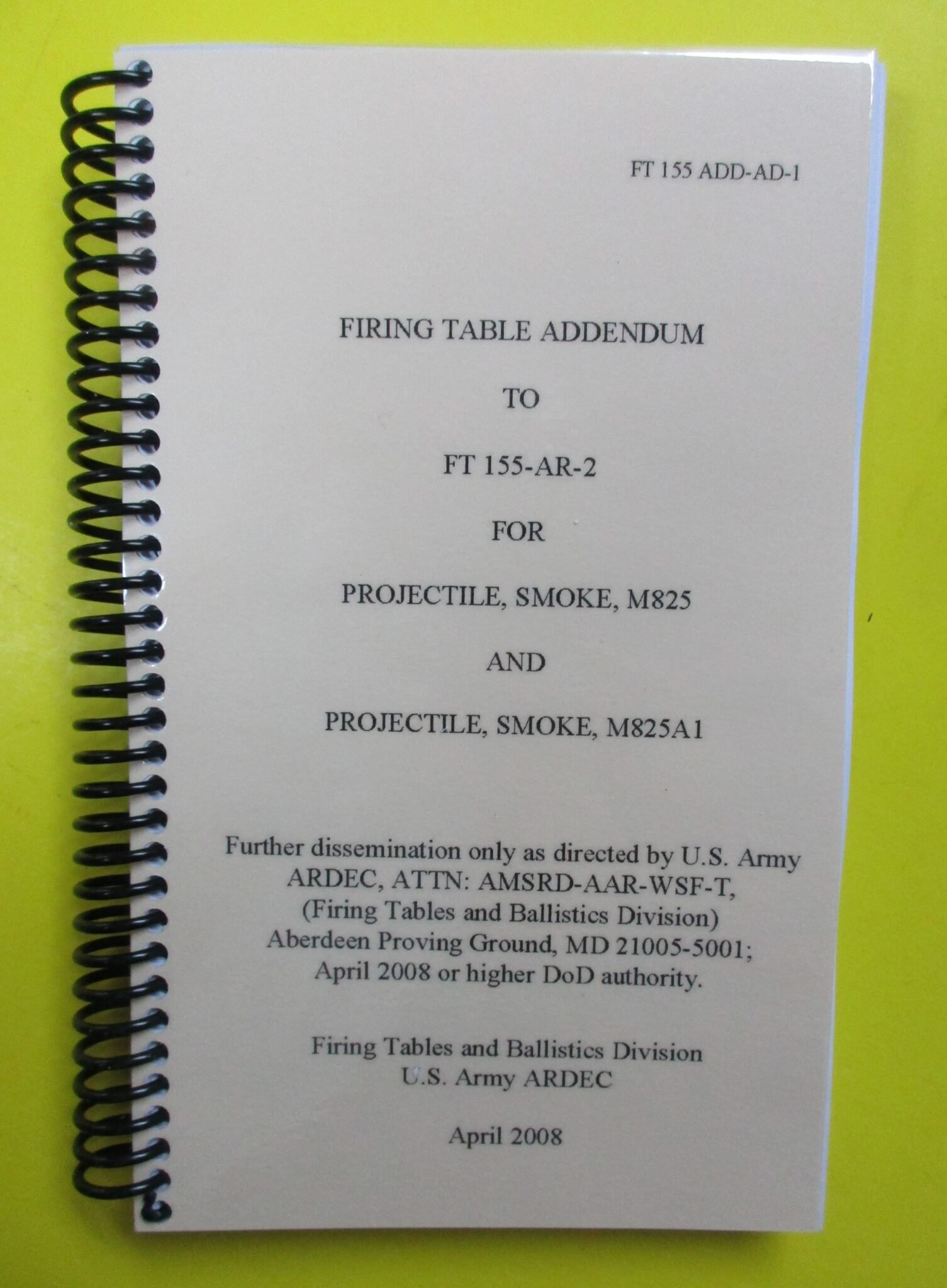 FT 155 ADD-AD-1 Firing Table Addendum to FT 155-AR-2 – BIG size – My ...