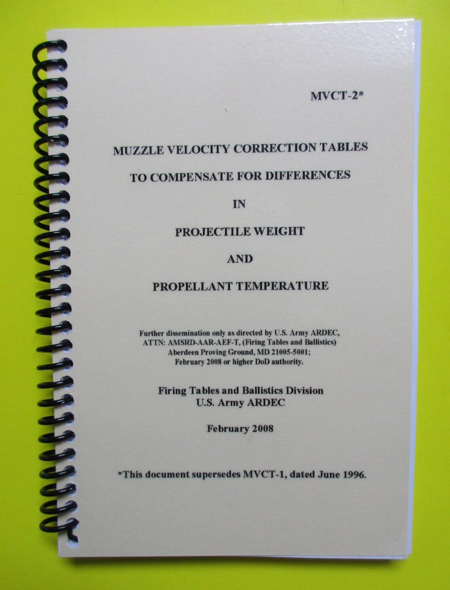 MVCT-2 Muzzle Velocity Corr Tables – BIG size – My Army Publications