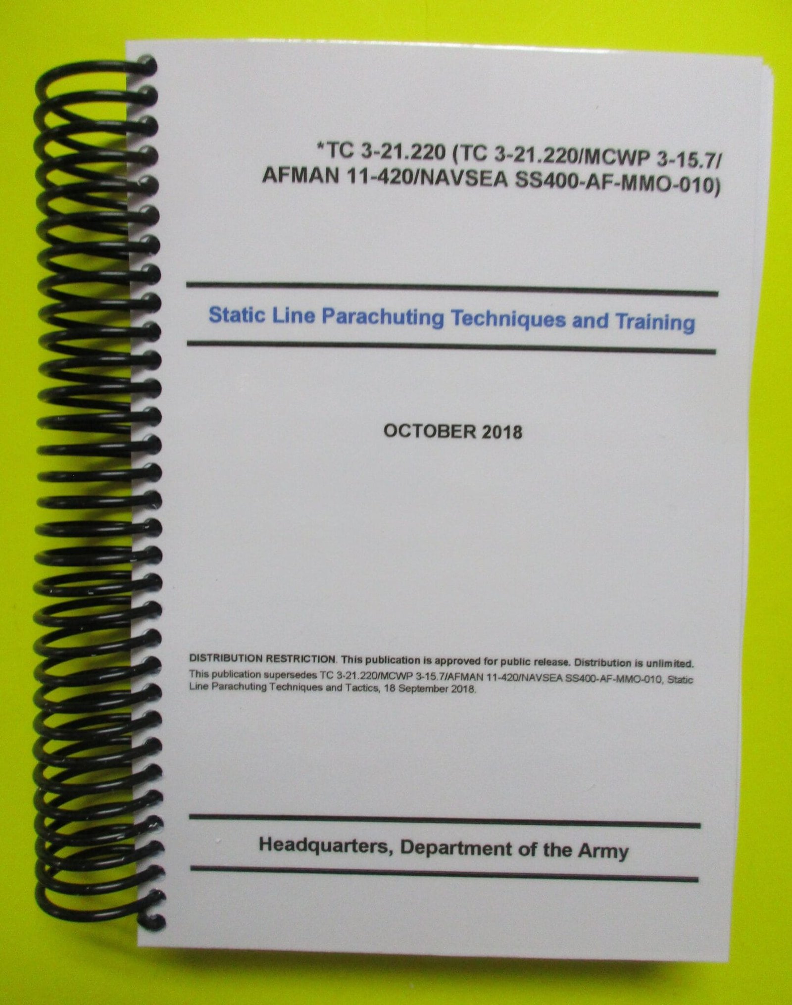 TC 3-21.220 Static Line Parachuting Tech & Training – 2018 – BIG size ...