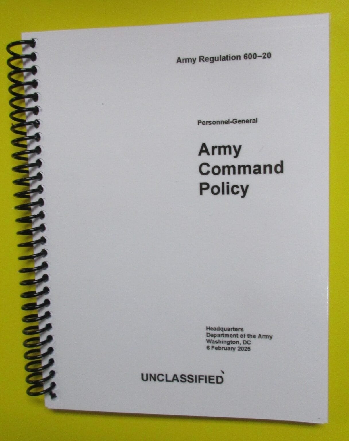 AR 600-20 Army Command Policy – 2025 – BIG size – My Army Publications