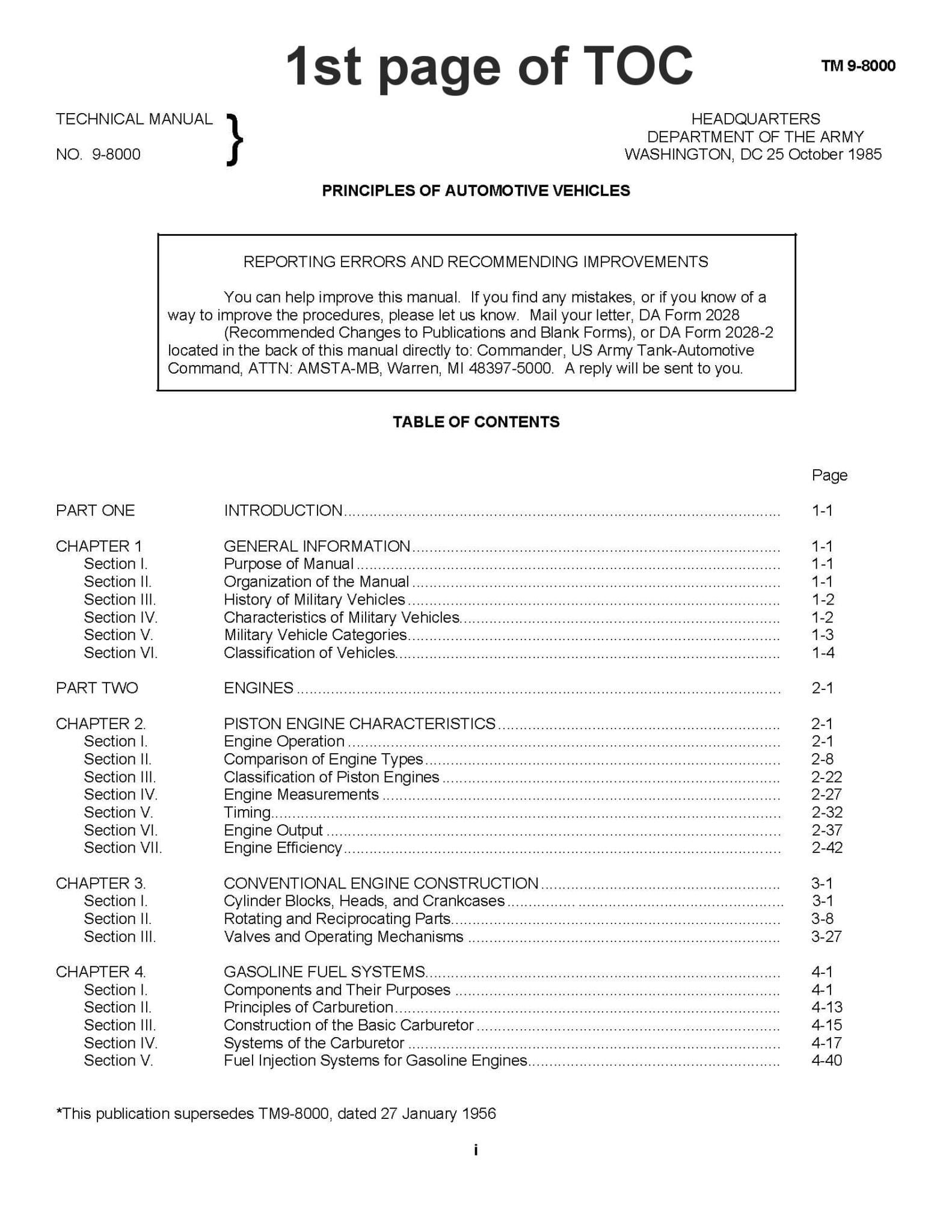 TM 9-8000 Principles of Automotive Vehicles – 1985 – BIG size – My Army Publications